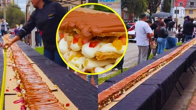 EN VIDEO | Una pastelería hizo la milhoja más grande de Colombia en ...
